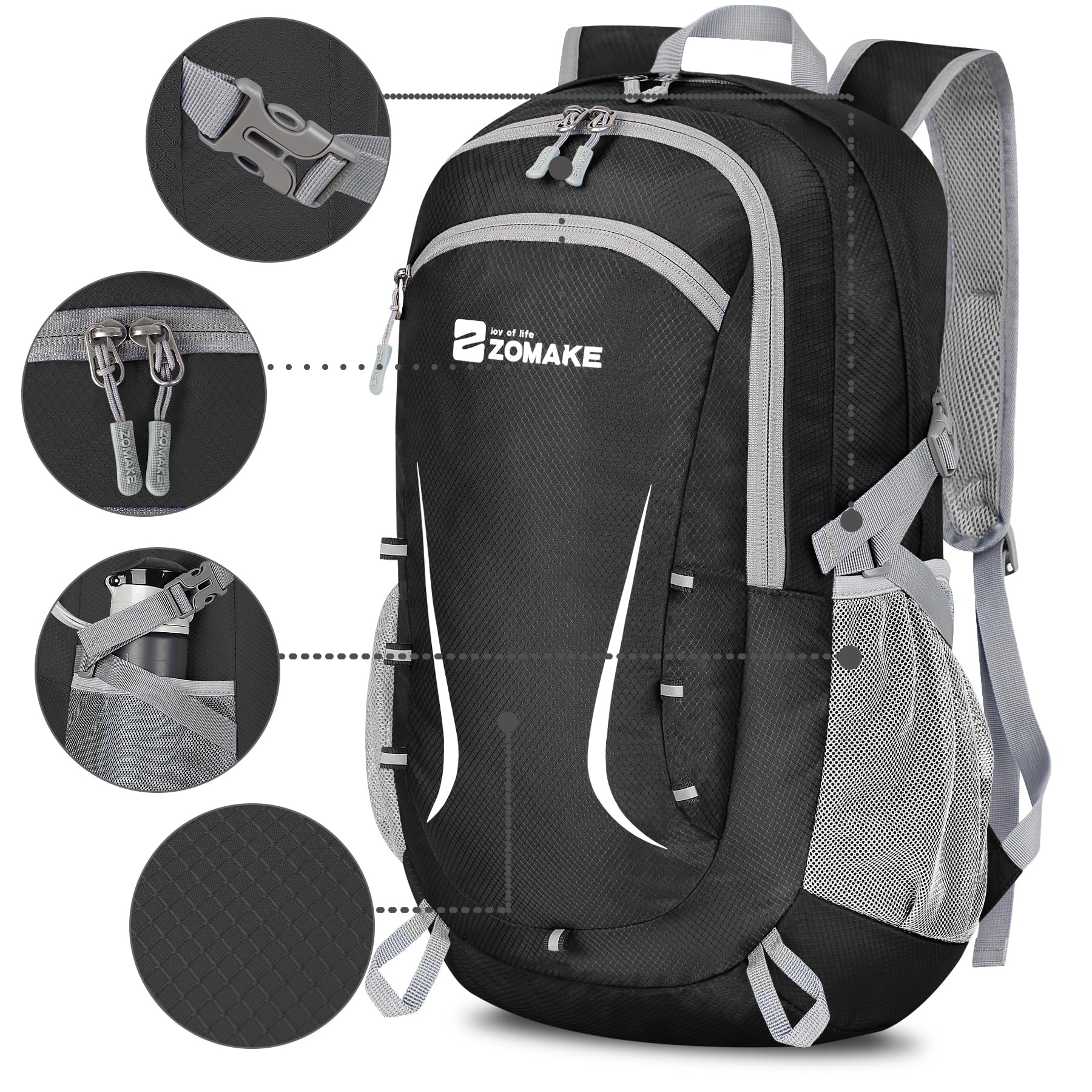ZOMAKE Packable Hiking Backpack 40L:Lightweight Foldable Backpacks Water Resistant - Small Packable Back Pack Travel Day Pack for Camping Hiking Women Men (Olive green)