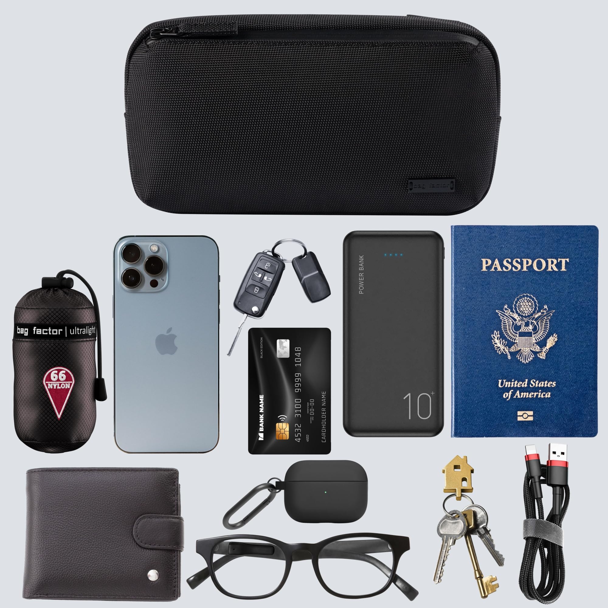 Bag Factor Small EDC Minimalist Crossbody Sling Bag for Men and Women β RFID Phone Bag Wallet β Chest Shoulder Backpack (Black)