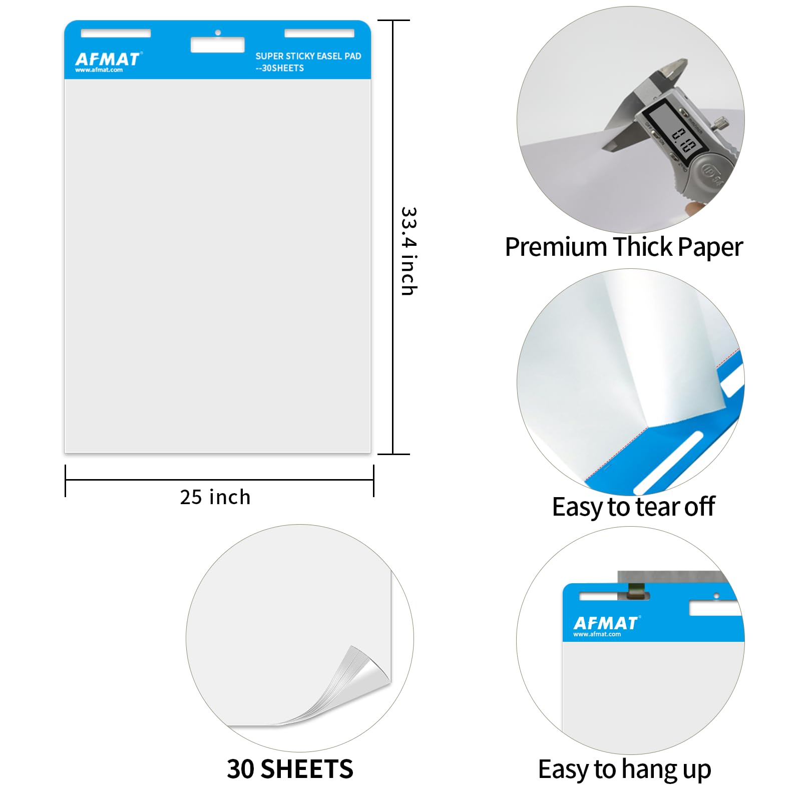 Sticky Easel Pads, Upgraded Flip Chart Paper, Large Easel Paper for Teachers, 25 x 30 Inches, Self Stick Easel Paper for White Board, 30 Sheets/Pad, 8 Pads