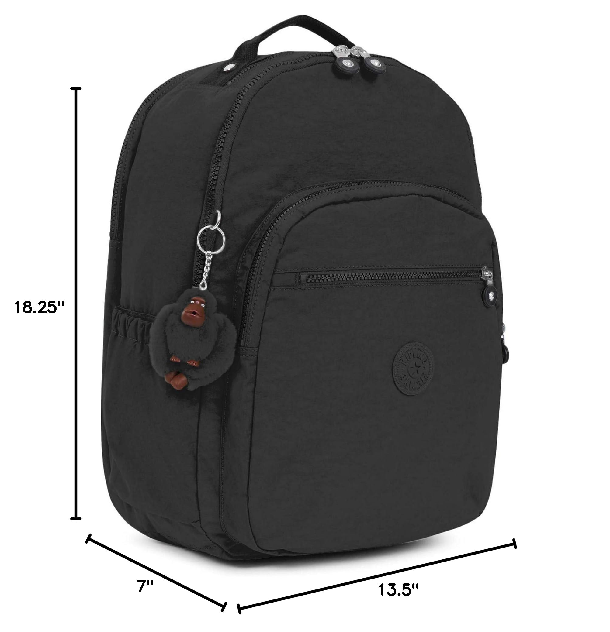 Kipling Women's Seoul Go XL Backpack, Padded, Adustable Backpack Straps, Zip Closure, Black Tonal
