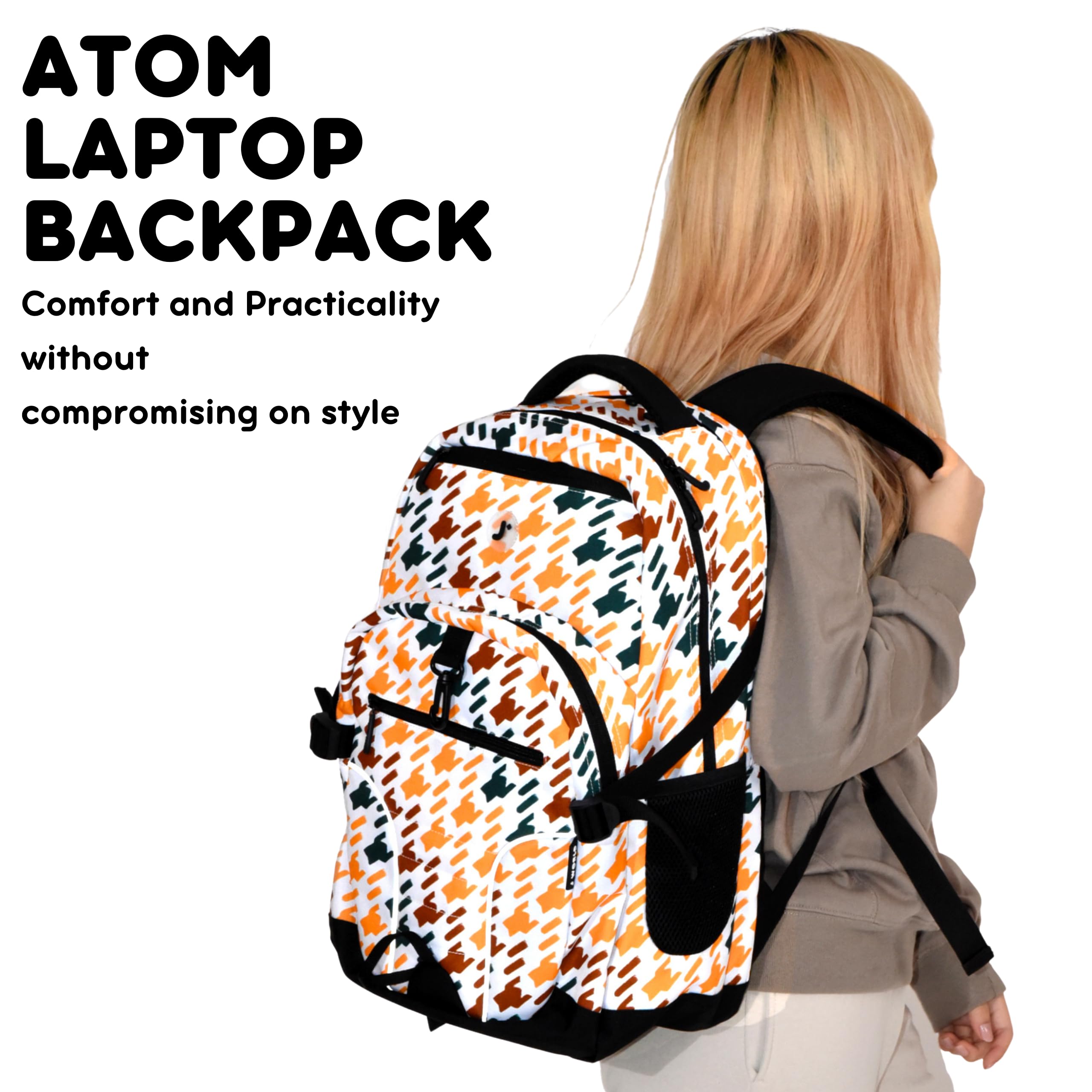 J World New York Atom Multi-Compartment Laptop Backpack, Palm Leaves, 18.5 X 13 X 7.5 (H X W X D)