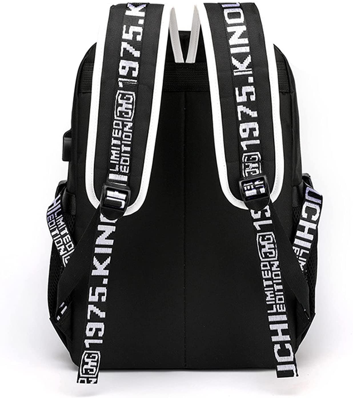 jupkem Jupkem Anime hanma baki Backpack Bag USB with Charging Port Student School Bag Laptop Cosplay for Boys Girls (black)