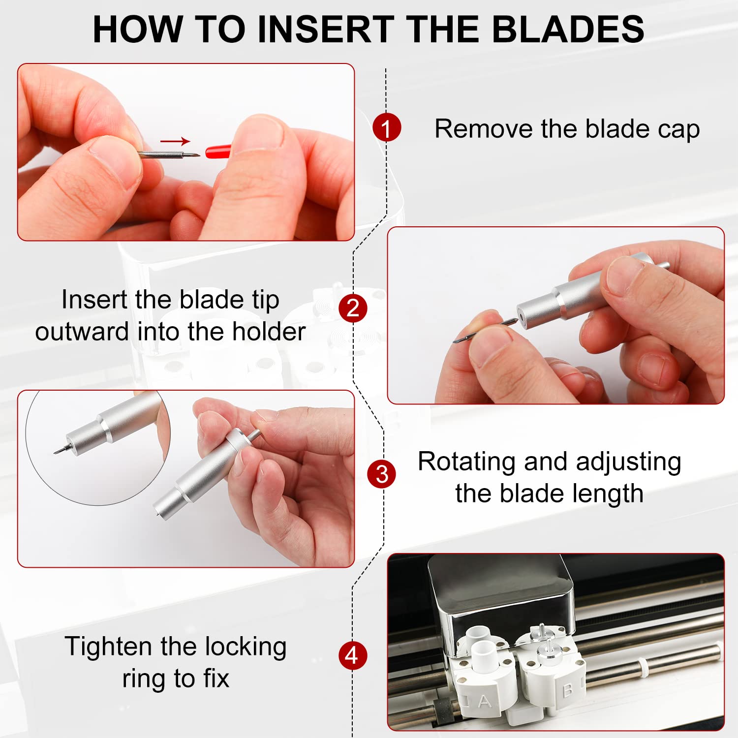 CAREGY 60PCS Replacement Cutting Blades for Cricut Explore Air 2/Air 3/Maker/Maker 3, Includ 10PCS Fine Point Blade, 40PCS Standard Blaeds and 10PCS Deep Point Blades Compatible with Cricut Blades