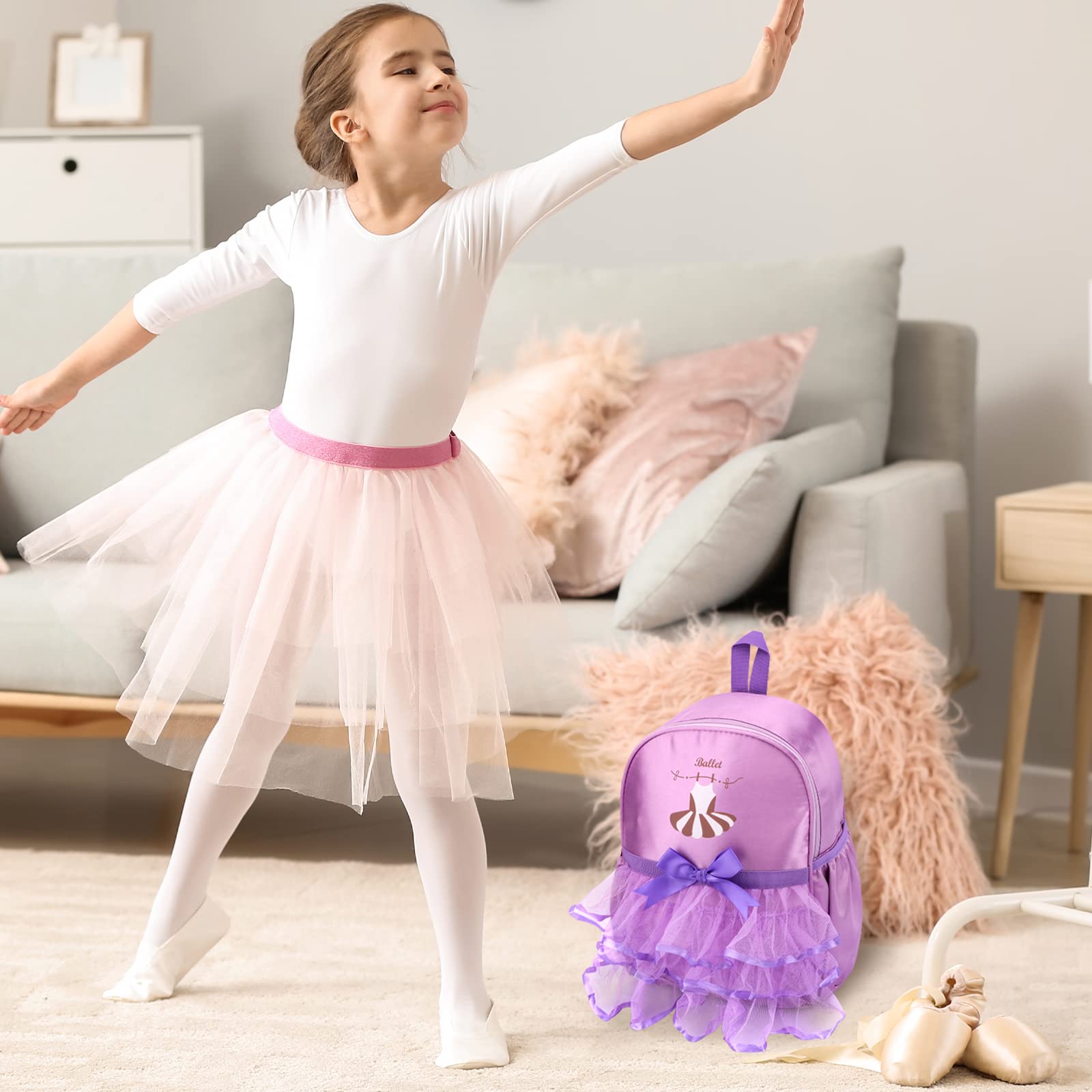 WUHBJJXY PREMIUM 20L FASHIONAL MULTIFUNTIONAL PURPLE KIDS DANCE BAG,KIDS BALLET BACKPACK ,Toddler Dance Bags,LARGE STORAGE CAPACITY