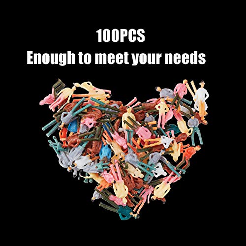 Gejoy 100 Pieces People Figurines 1:75 Scale Model Trains Architectural Plastic People Figures Tiny People Sitting and Standing for Miniature Scenes