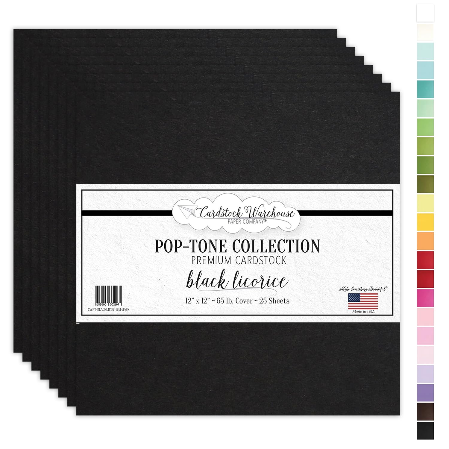 Black Licorice Cardstock Paper - 12 X 12 Inch 65 Lb. Premium Cover - 25 Sheets From Cardstock Warehouse