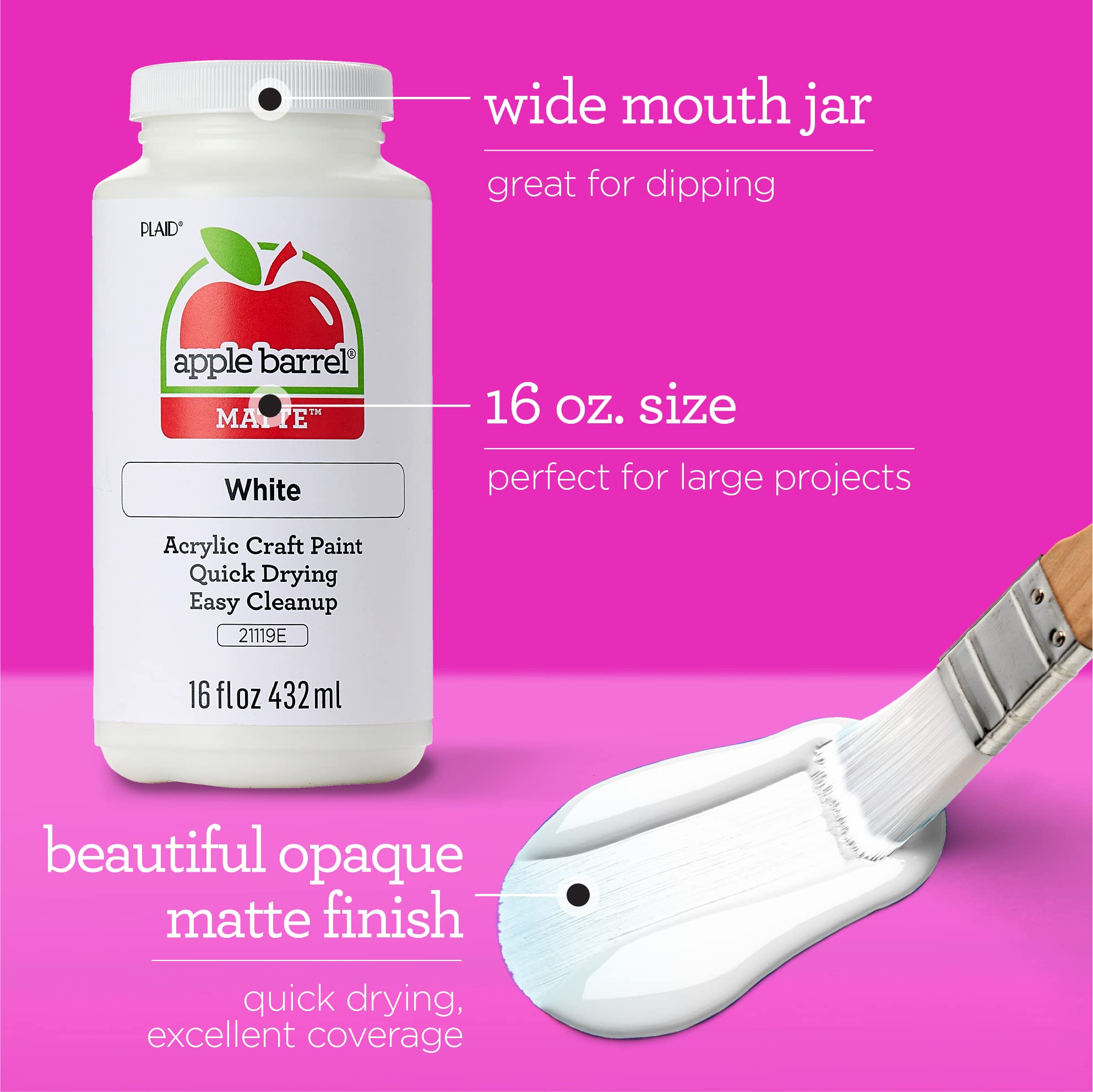 Apple Barrel PROMOABWB Set Featuring 2 16 fl oz White Black Acrylic Paint Colors, (Pack of 2), Multi 2