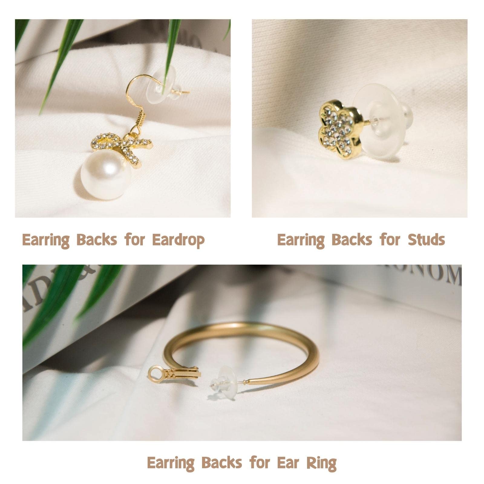Earring Backings, Silicone Earring Backs with Pad, Rubber Earring Back Replacement, Soft Jewelry Findings (100)
