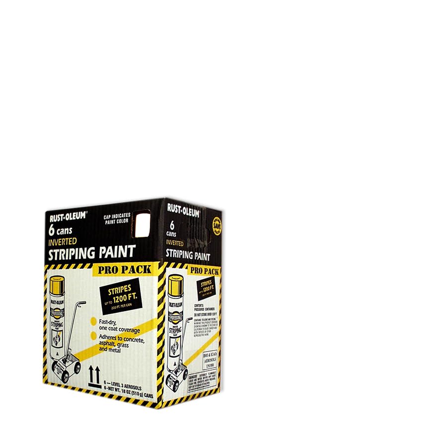 Rust-Oleum P2593849 Professional Striping Spray Paint Contractor Pack, 18 oz, White, 6 Pack