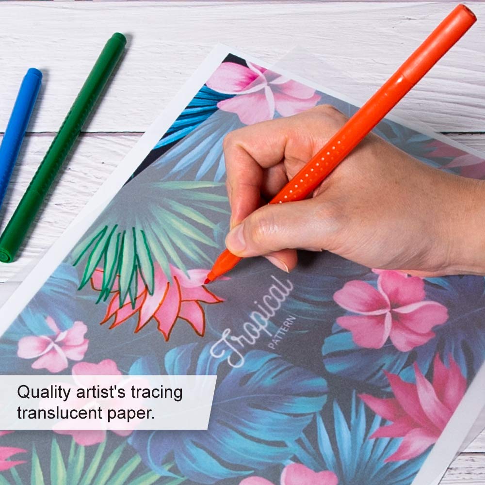 Sodaxx A4 Artists Tracing Paper - 75 Sheets Translucent Vellum Paper for Art and Crafts Pencil, Marker and Ink - Trace Images, Sketching, Preliminary Drawing 32LB/ 50GSM