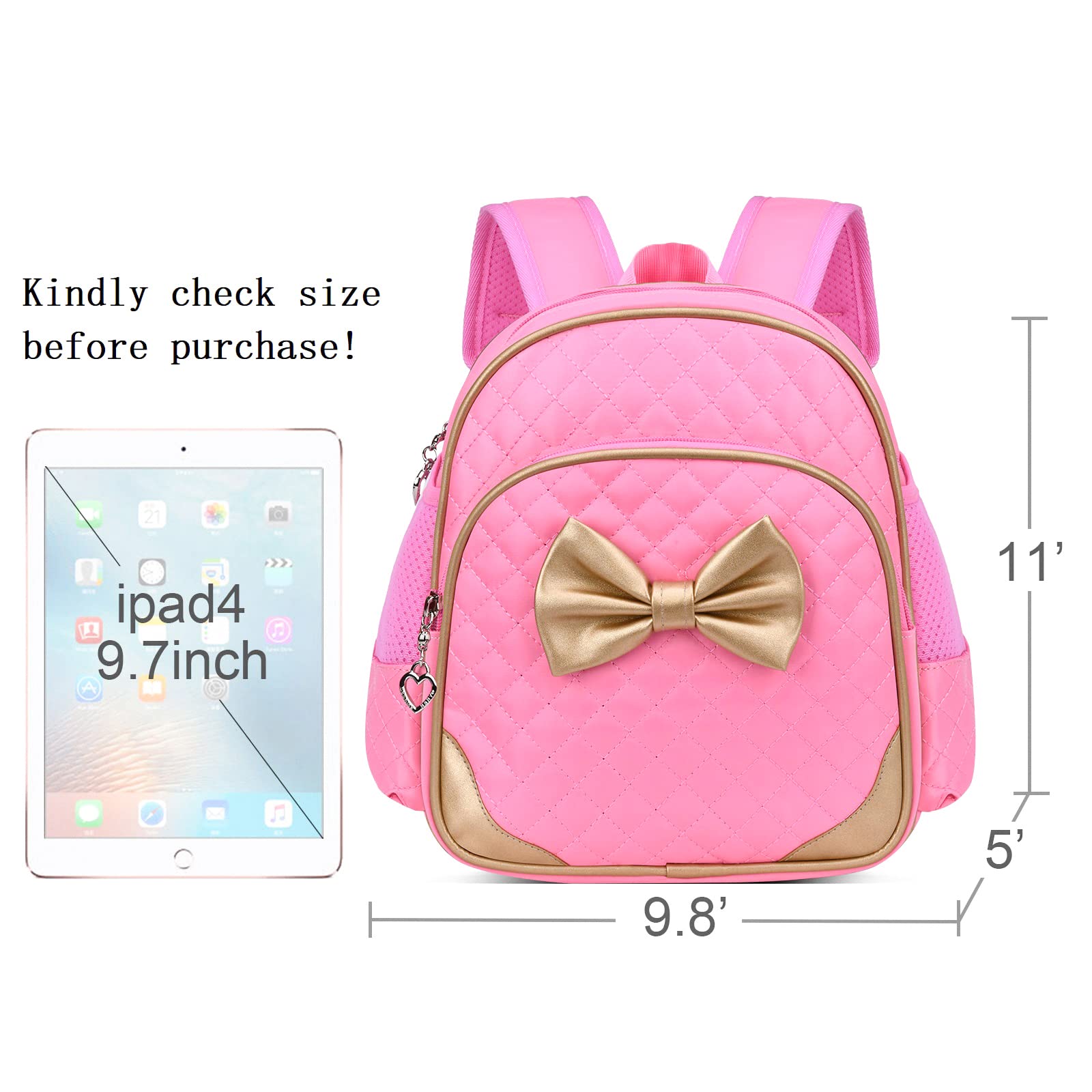 Suerico Suerico Cute Durable Waterproof Toddler Preschool Bag Kindergarten Kids Backpack for Girls (Pink)