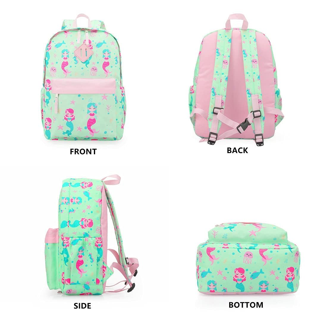 KK CRAFTS Preschool Backpack Kindergarten Little Kid Toddler School Backpacks for Boys and Girls with Chest Strap, Mermaid