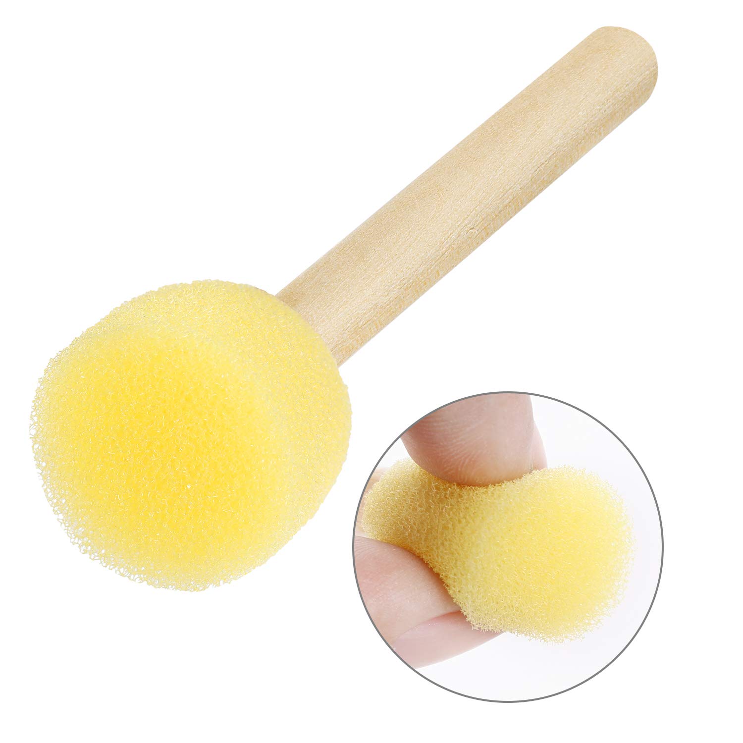 40 Pieces Round Sponge Foam Brush Set Paint Sponge Brush Wooden Handle Foam Brush Sponge Painting Tools for Kids Painting Crafts (0.6 Inch)