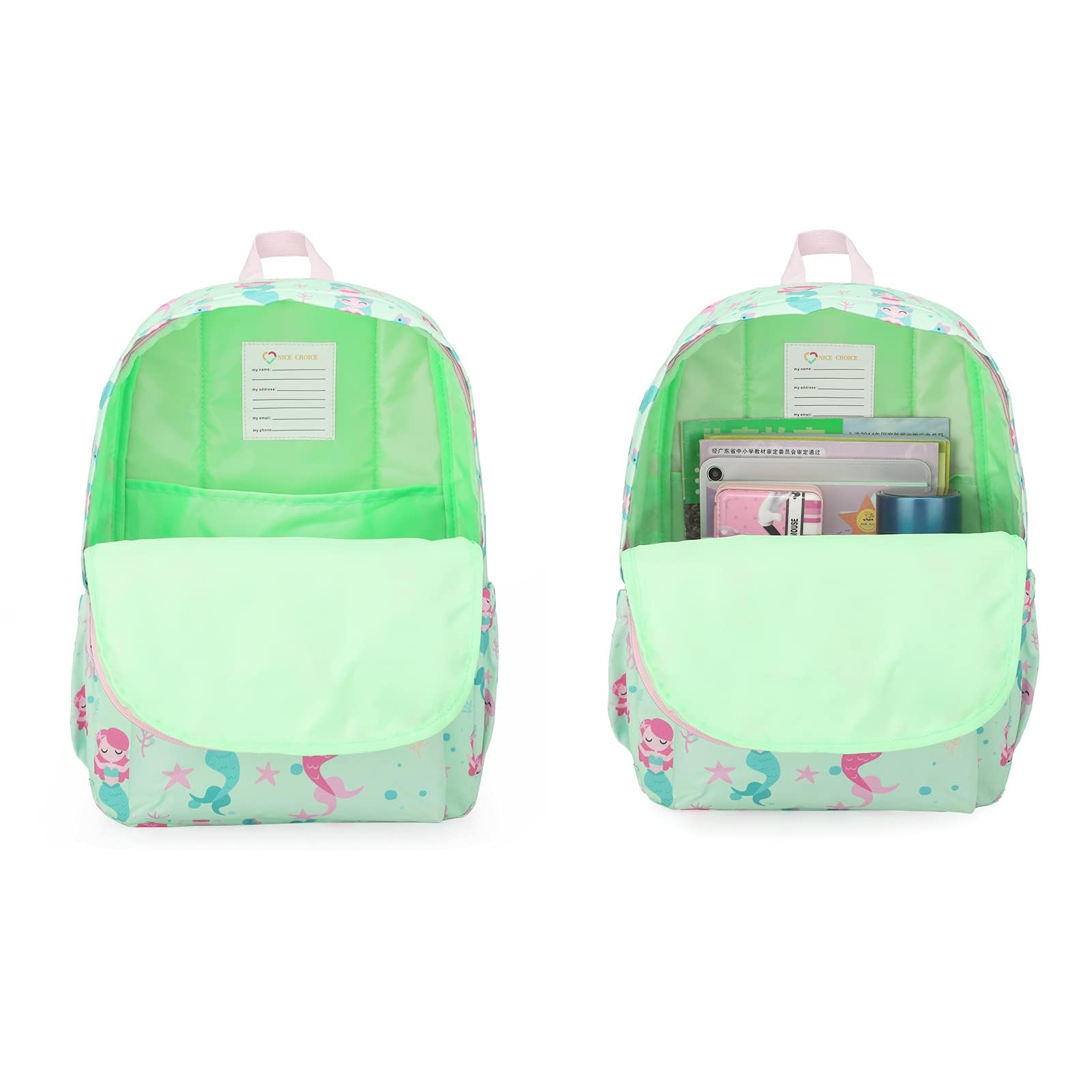 KK CRAFTS Preschool Backpack Kindergarten Little Kid Toddler School Backpacks for Boys and Girls with Chest Strap, Mermaid