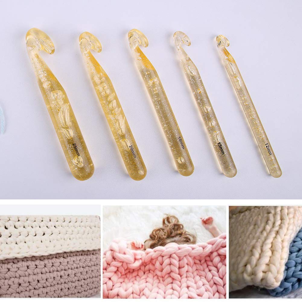 Huge Crochet Hook Set,9 Pieces Large Eye Blunt Needles,12mm-25mm Large Size Yarn Crochet Hooks Needles with 20 Stitch Markers and 2 Tapestry Needle