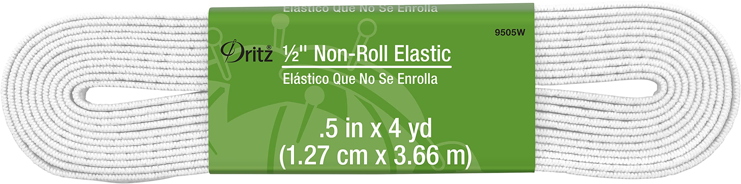 Dritz Notions Elastic Non Roll 1/2"x4yd Wht ,White