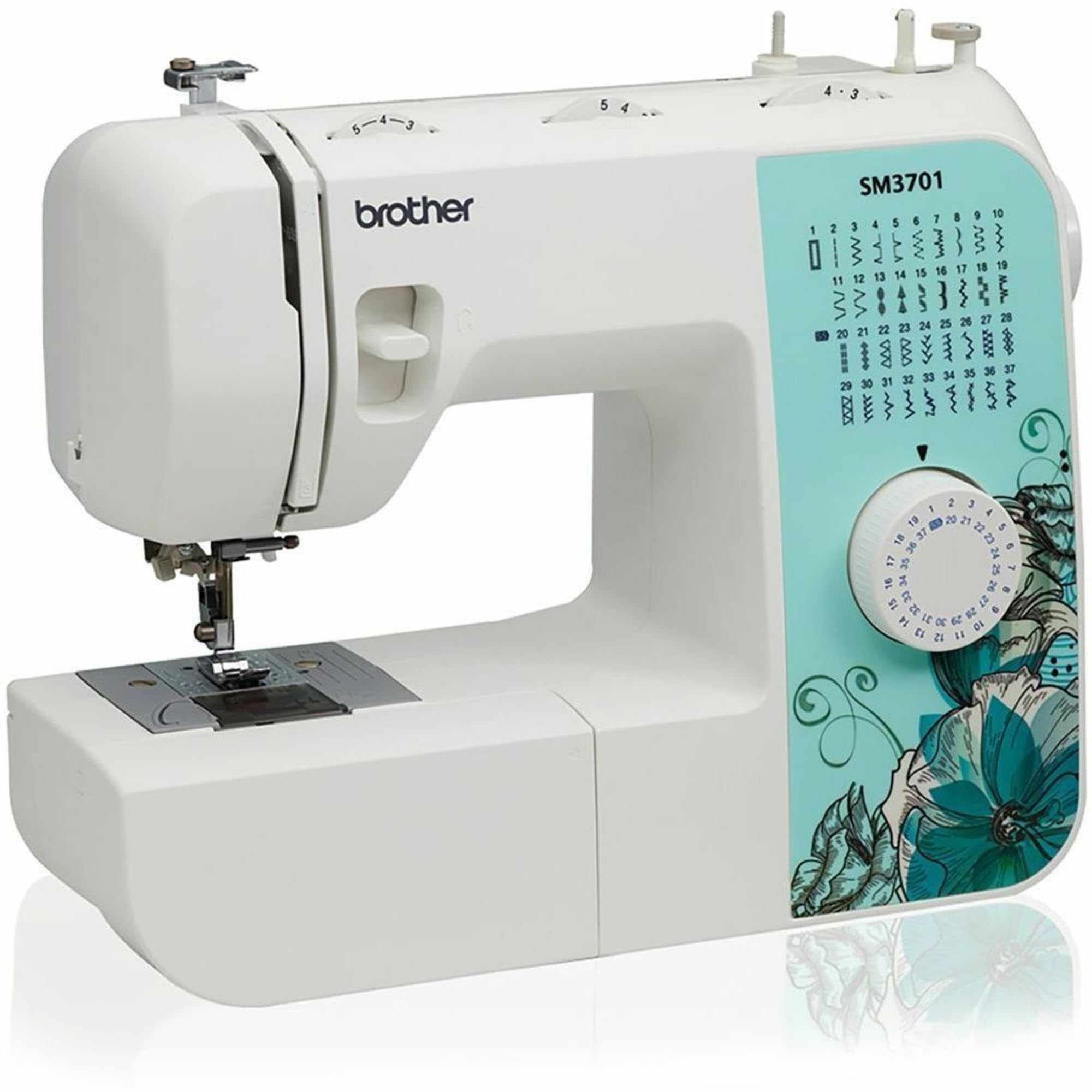 Brother 37-Stitch Free Arm Sewing Machine, 12" x 5.8" x 15.3", White