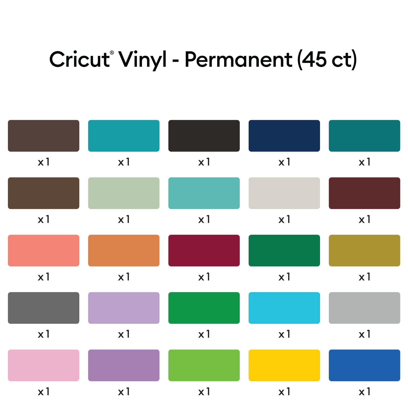 Cricut Vinyl Permanent - Everything Sampler, 12x12 Vinyl Sheets and Transfer Tapes, Create Long-Lasting DIY Projects, Durable Adhesive Vinyl for Cricut Machines, (Pack of 45 with 40+ Colors)