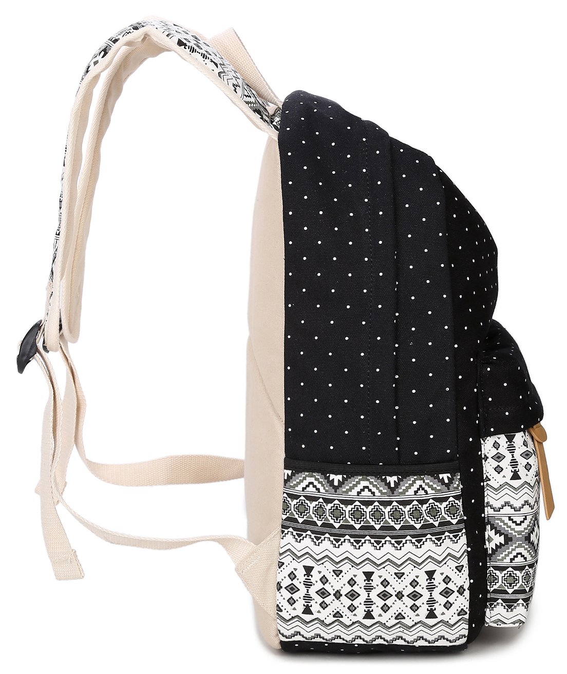goldwheat Canvas Print Backpack Cute Teen Backpacks for Girls School Bag with Lunch Bag