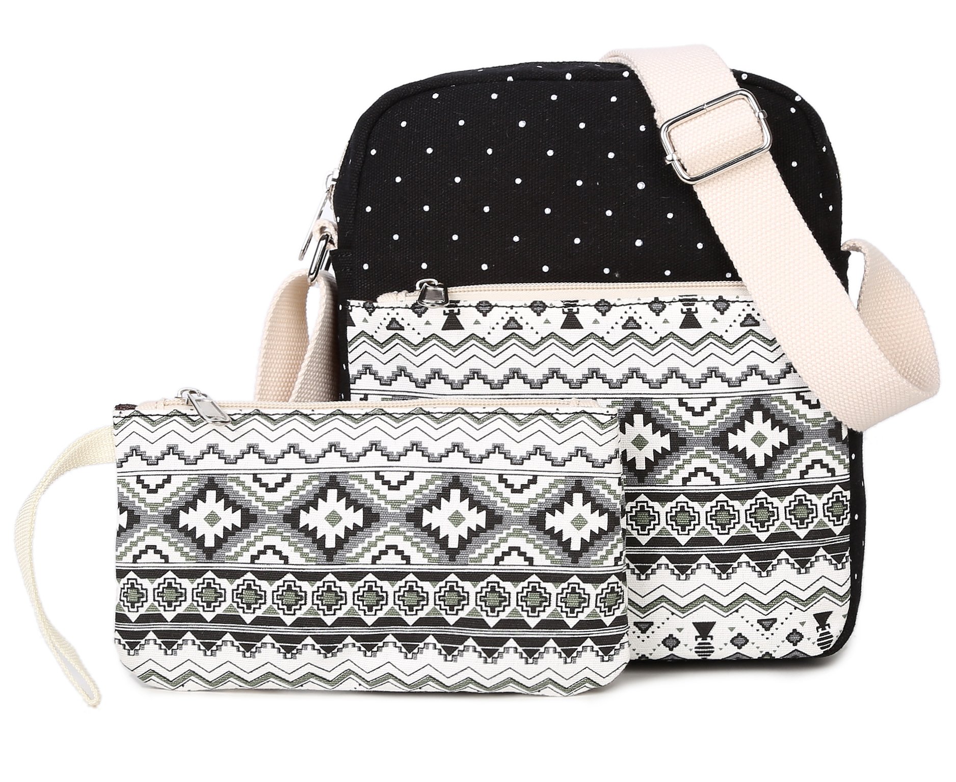 goldwheat Canvas Print Backpack Cute Teen Backpacks for Girls School Bag with Lunch Bag