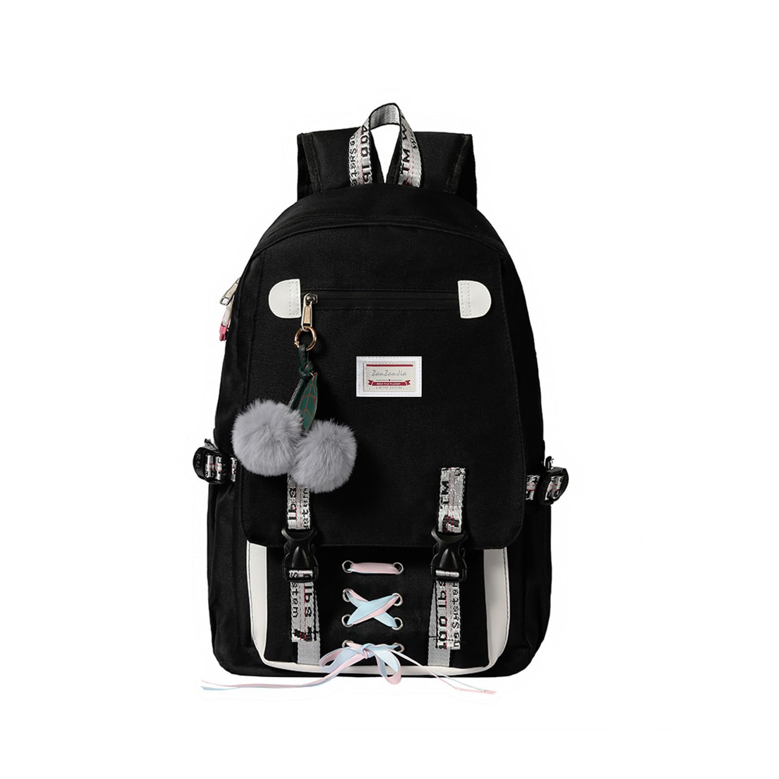 Tiedan Backpacks for girls mochila para niñas School Backpack with security lock with USB Charging Port (Black)