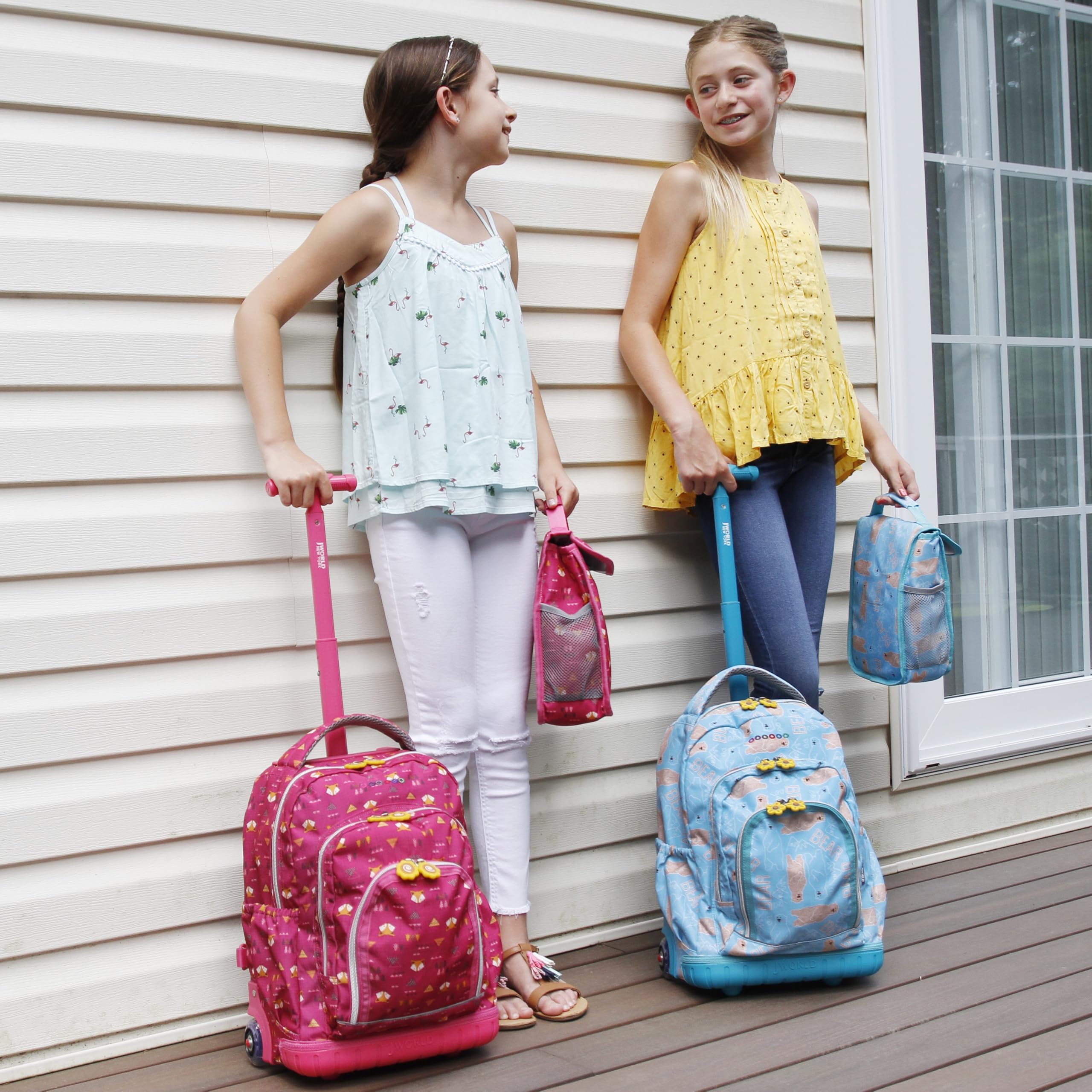 J World New York Kids' Lollipop Rolling Backpack & Lunch Bag Set, Elephant, One Size
