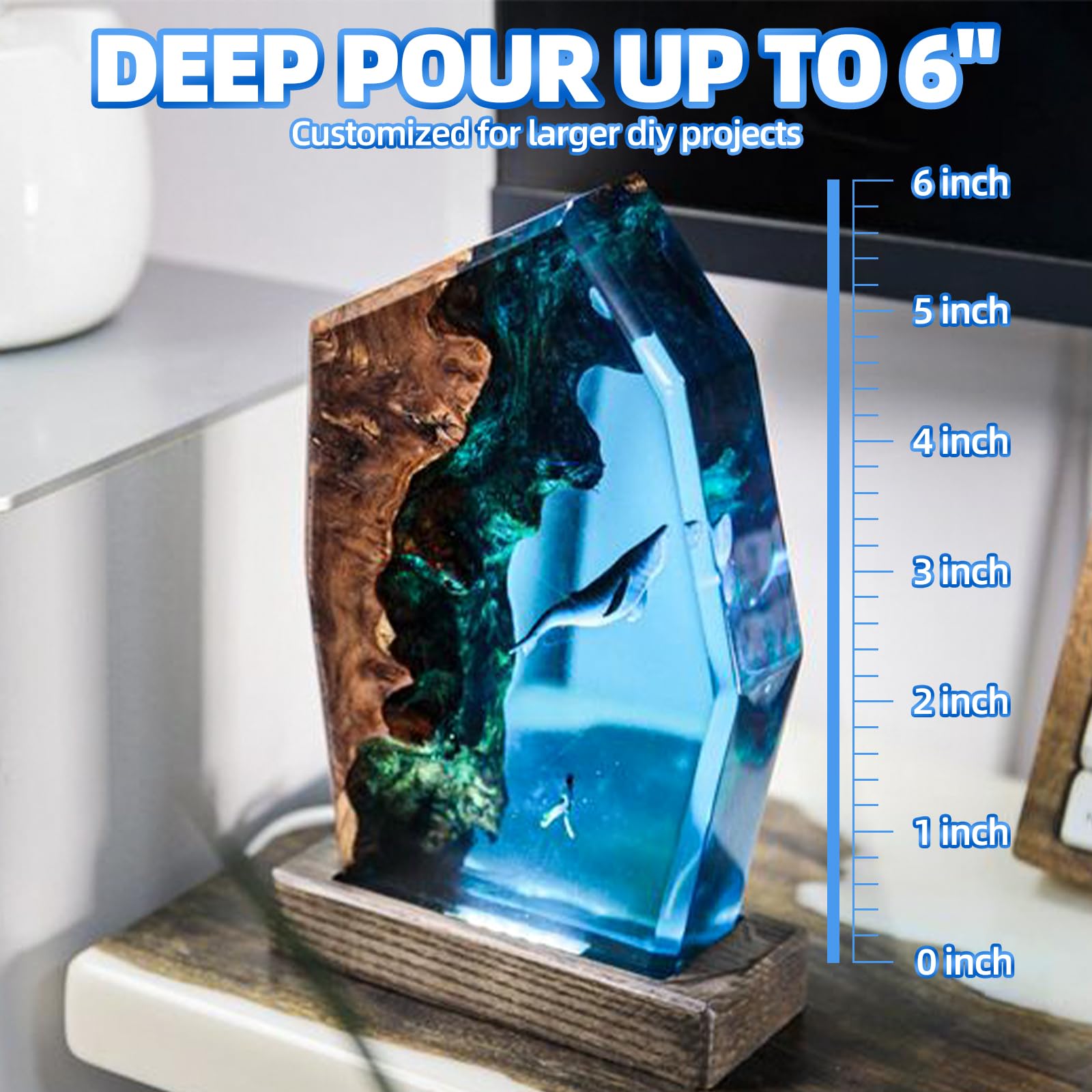Epoxy Resin, Upgrade Formula 32OZ 2X UV Resistant Resin, Epoxy Casting and Coating Resin Kit with Sticks, Self Leveling Easy Mix for Art, Crafts, Jewelry Making, River Tables of Art Resin