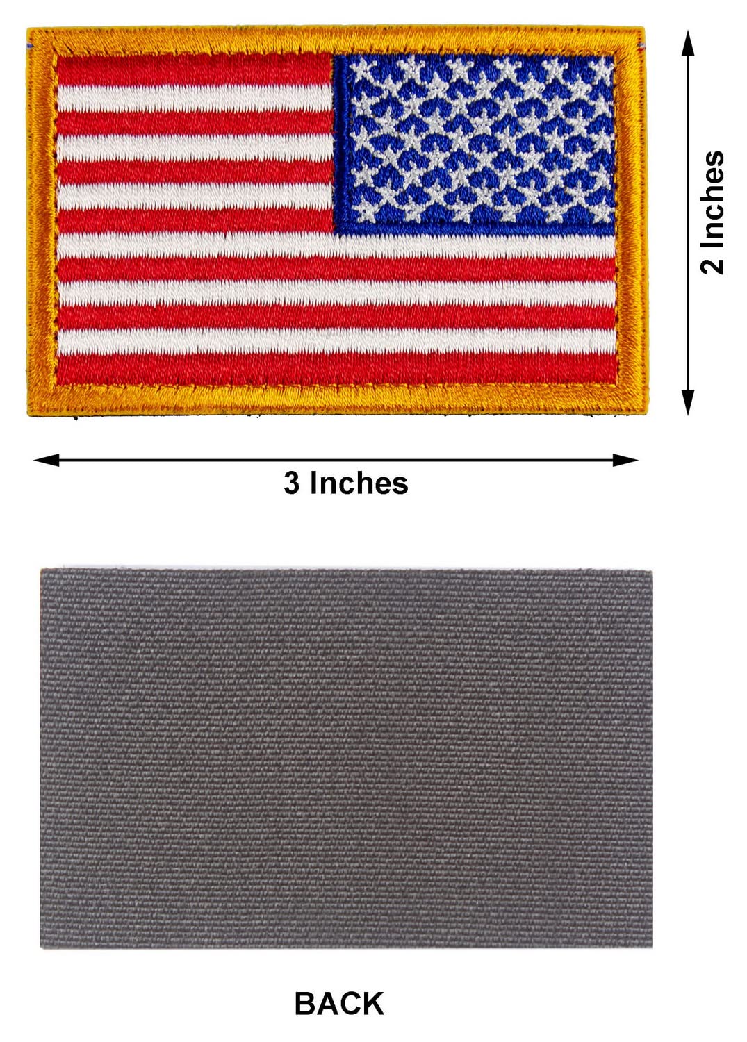 Tactical Patches of USA US American Flag Reverse, with Hook and Loop for Backpacks Caps Hats Jackets Pants, Military Army Uniform Emblems, Size 3x2 Inches