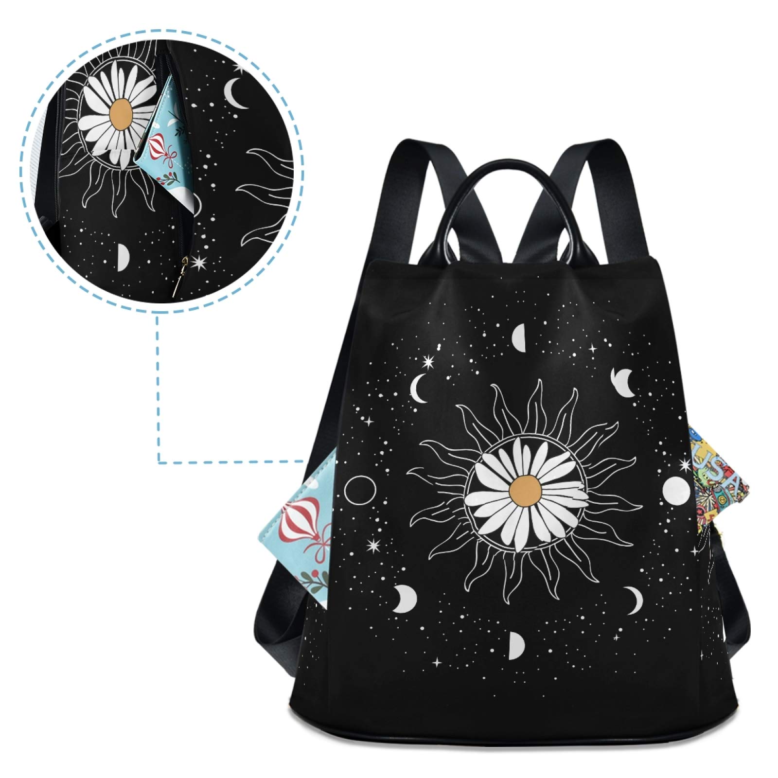 ALAZA Daisy Flower Sun Moon Backpack Purse for Women Anti Theft Fashion Back Pack Shoulder Bag