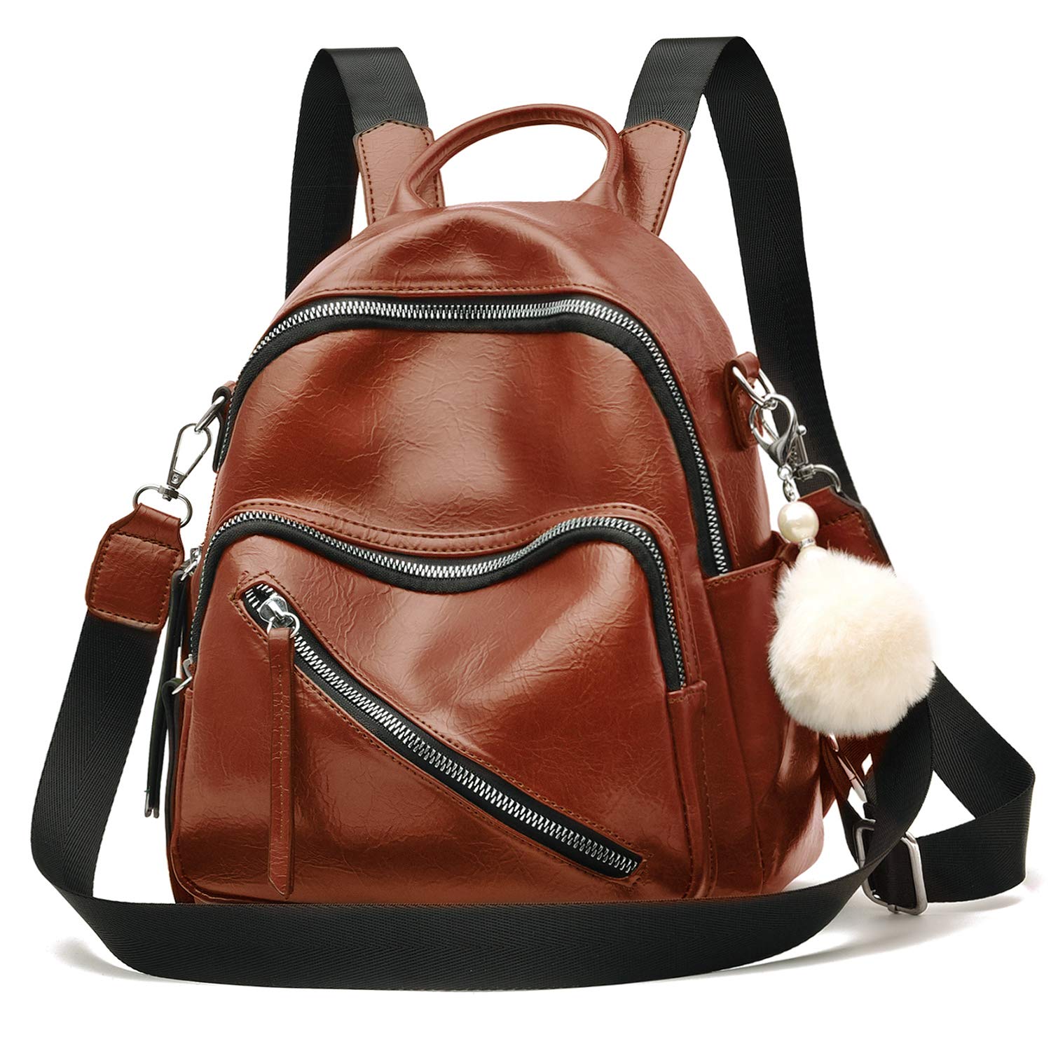 Women Cute Mini Leather Backpacks, Convertible Shoulder Bag Purse Casual Teen Girls School Holiday Small Daypack, Black