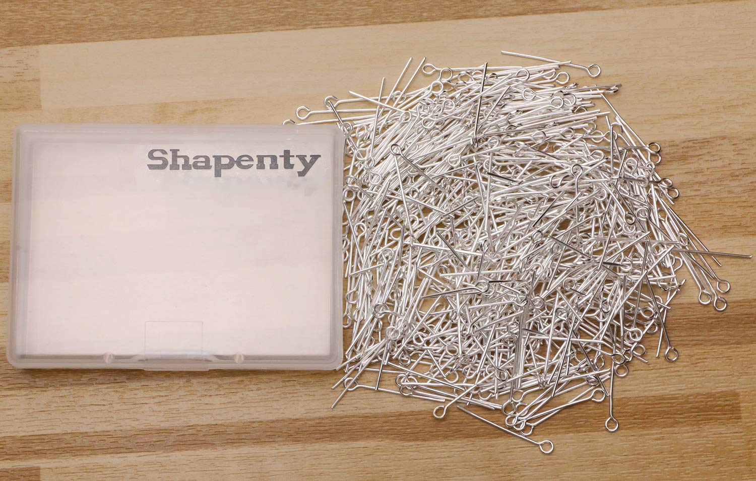 Shapenty 500PCS Mini Metal Wire Eyepins Beading Small Open Eye Head Pins Needles Bulk for DIY Craft Bead Earring Pendant Necklace Bracelet Jewelry Charm Finding Making (Silver, 24mm/1Inch)