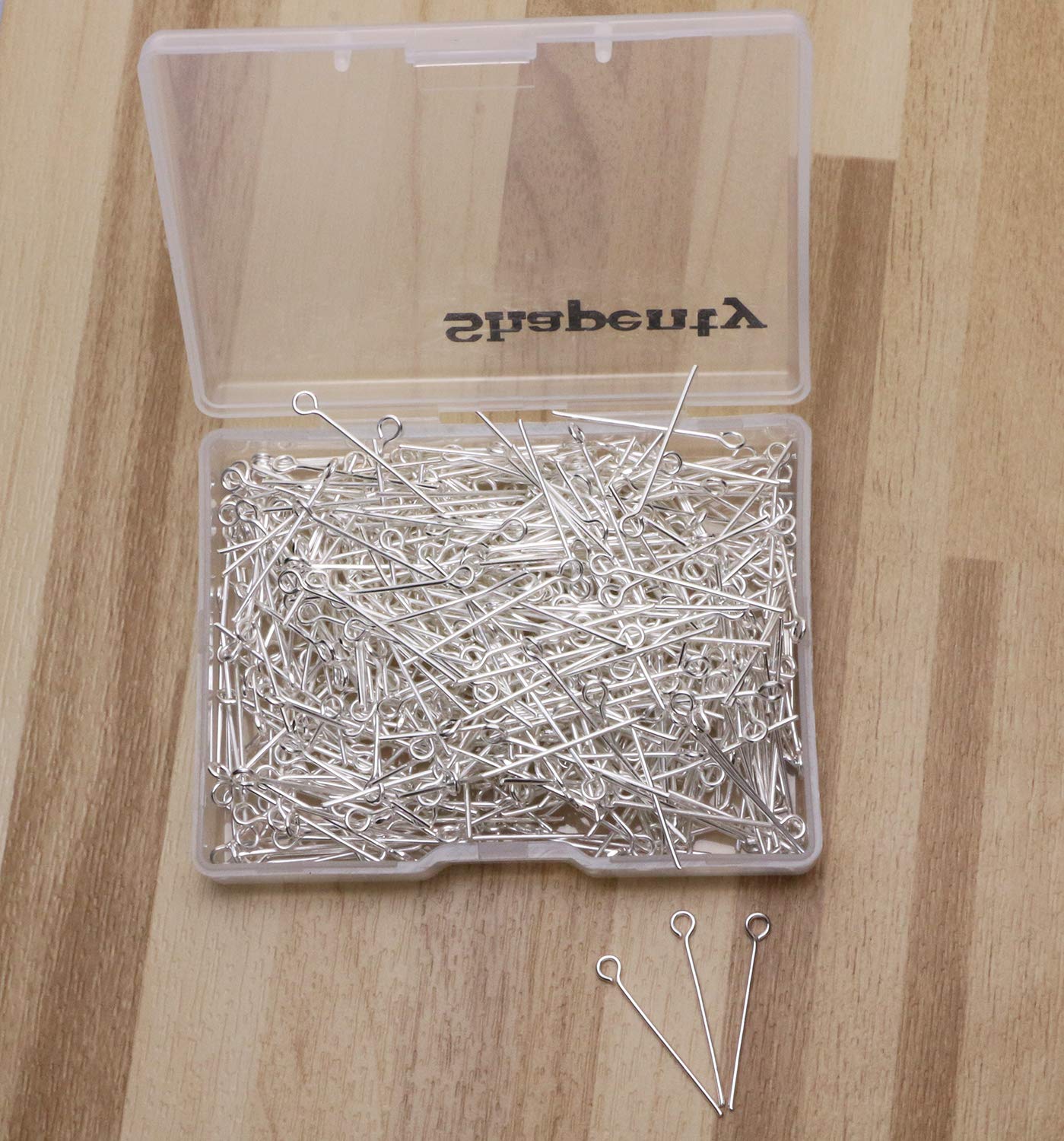 Shapenty 500PCS Mini Metal Wire Eyepins Beading Small Open Eye Head Pins Needles Bulk for DIY Craft Bead Earring Pendant Necklace Bracelet Jewelry Charm Finding Making (Silver, 24mm/1Inch)