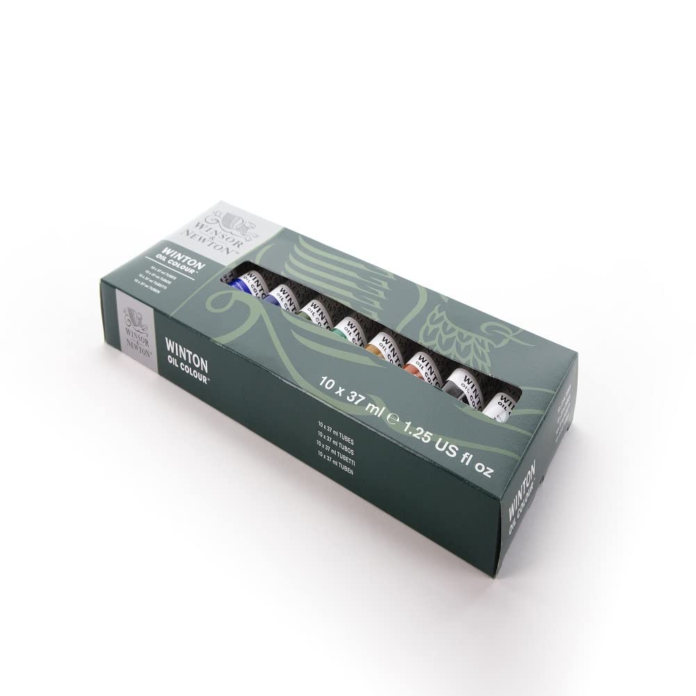 Winsor & Newton Winton Oil Color Paint, Starter Set, 10 x 37ml Tubes, 12 Piece Set