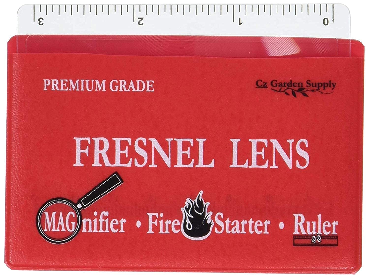 Fresnel Lens 4X Magnifier Pocket Wallet Credit Card Size • Ruler - Unbreakable Plastic for Home Office Classroom & Outdoor EDC Survival Kit Bushcraft (10 Pack Ruler/Magnifier - Red)