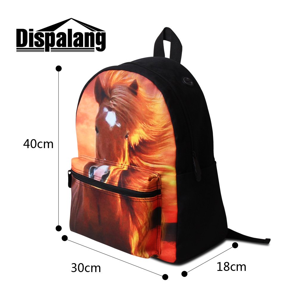 Dispalang 16.5 inch Horse Laptop Backpack Children School Bookbags High Class Back Pack