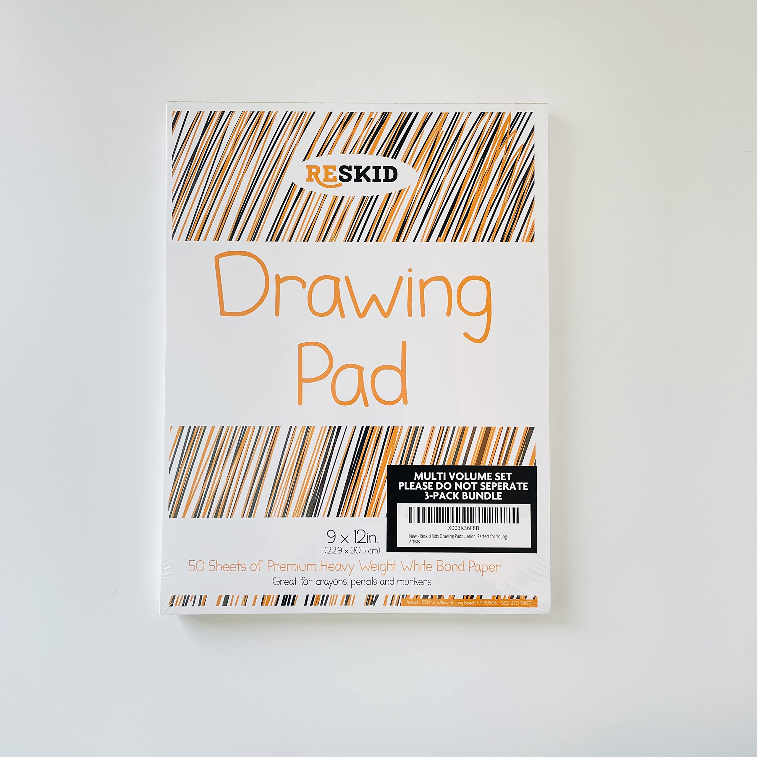 Reskid Kids Drawing Pads - 3 Pack of 9x12 Inch with 50 Sheets Each - Removable Pages for Easy Display and Preservation, Perfect for Young Artists
