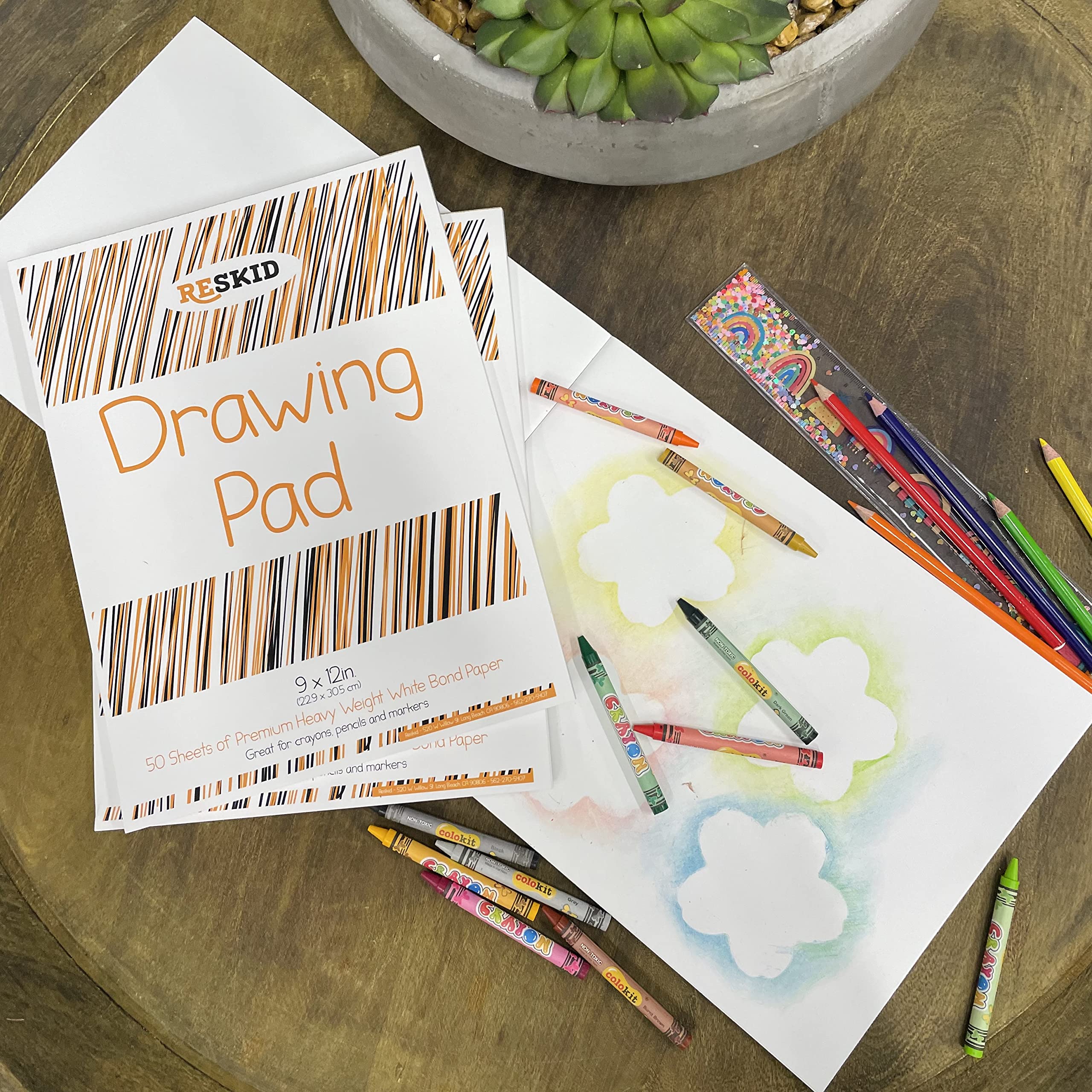 Reskid Kids Drawing Pads - 3 Pack of 9x12 Inch with 50 Sheets Each - Removable Pages for Easy Display and Preservation, Perfect for Young Artists