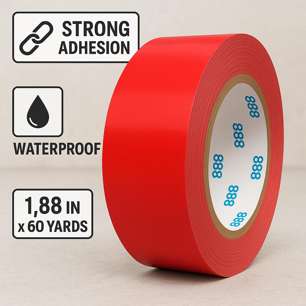 MG888 Multi-Purpose Duct Tape 1.88 Inches x 60 Yards, Crafts, Repairs & DIY Projects, 1 Roll (Red)