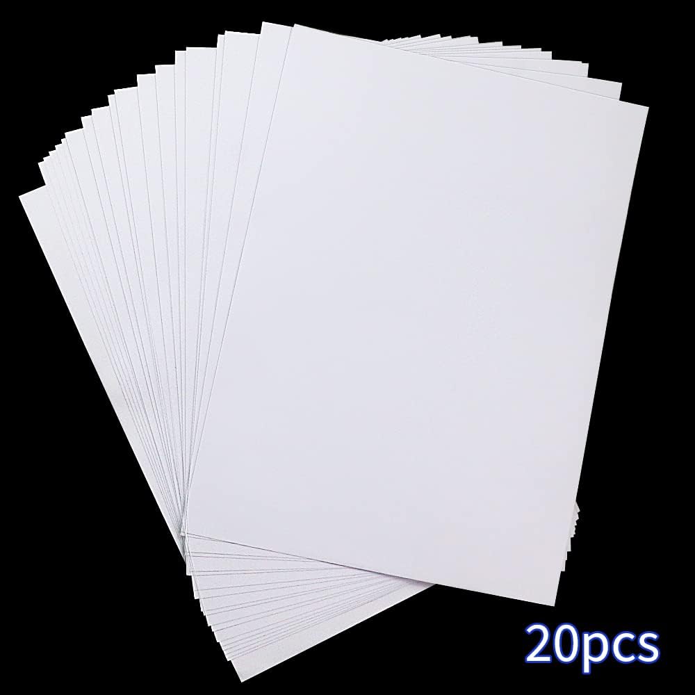 ISusser 20 Sheets A4 Size 8.3x11.5 Inch Clear Double Sided Adhesive Tape Sheets, Super Strong Sticky Tape, DIY Art/Craft/Home Decorative Tape with White Liner