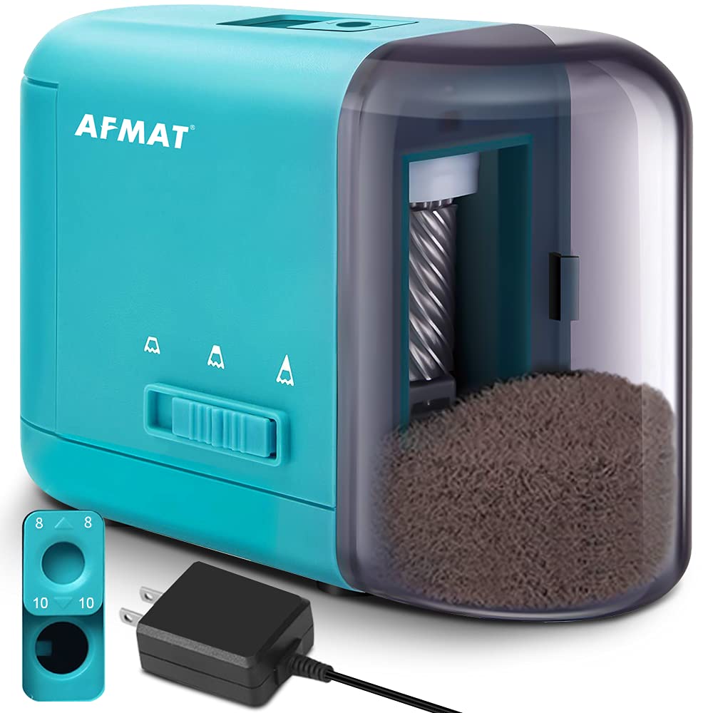 AFMAT Electric Pencil Sharpener - Portble Fast Pencil Sharpener for Kids - Dual Power Colored Pencil Sharpener (Plug in or Battery Operated), Ideal for #2 Pencils Colored Pencils, Gift