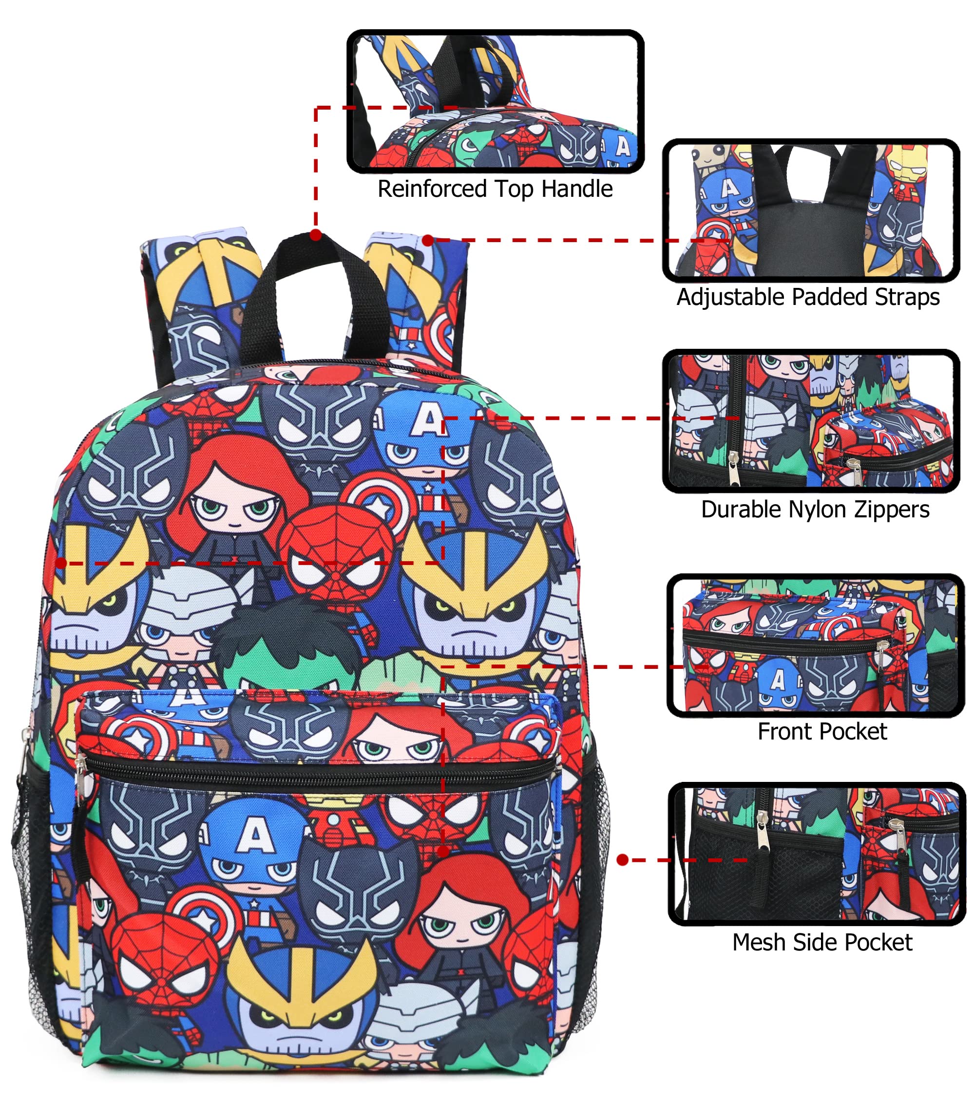 Marvel Kawaii Avengers Superheroes Boy's 16 Inch Lightweight Backpack (Superheroes Kawaii)