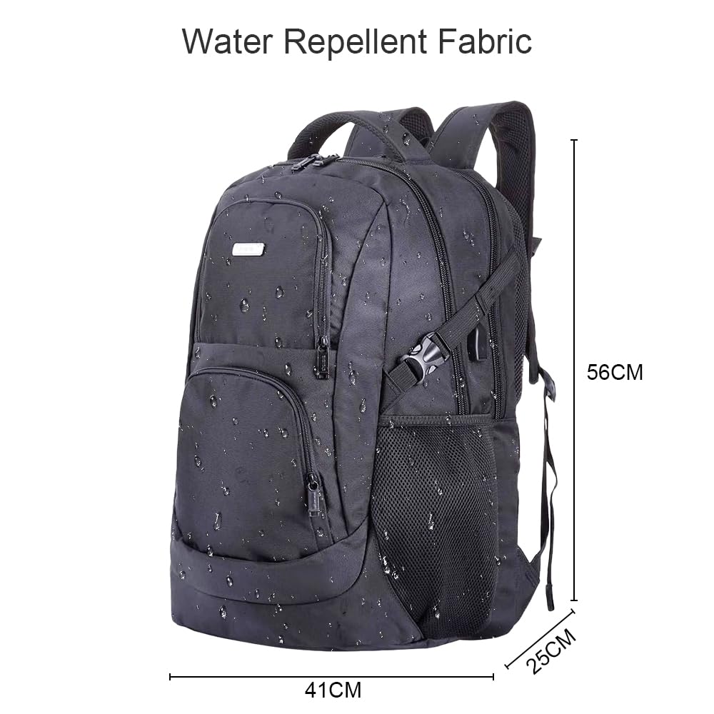 50L Travel Laptop Backpack Fits Up to 19 Inches Notebook Computer TSA Durable College School Bookbag with USB Charging Port &Raincover