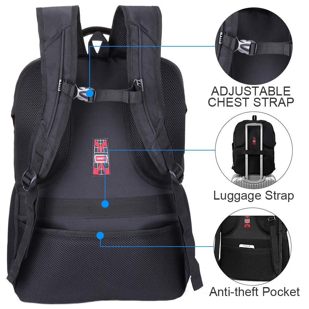 50L Travel Laptop Backpack Fits Up to 19 Inches Notebook Computer TSA Durable College School Bookbag with USB Charging Port &Raincover