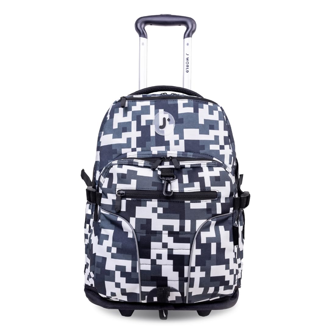 J World New York Lunar Rolling Backpack, Laptop Bag with Wheels, Camo, 19.5"