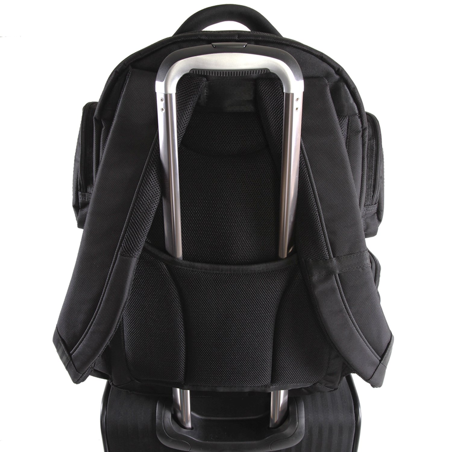 Perry Ellis Men's 9-Pocket Business Professional Laptop Backpack-P350, Black, One Size