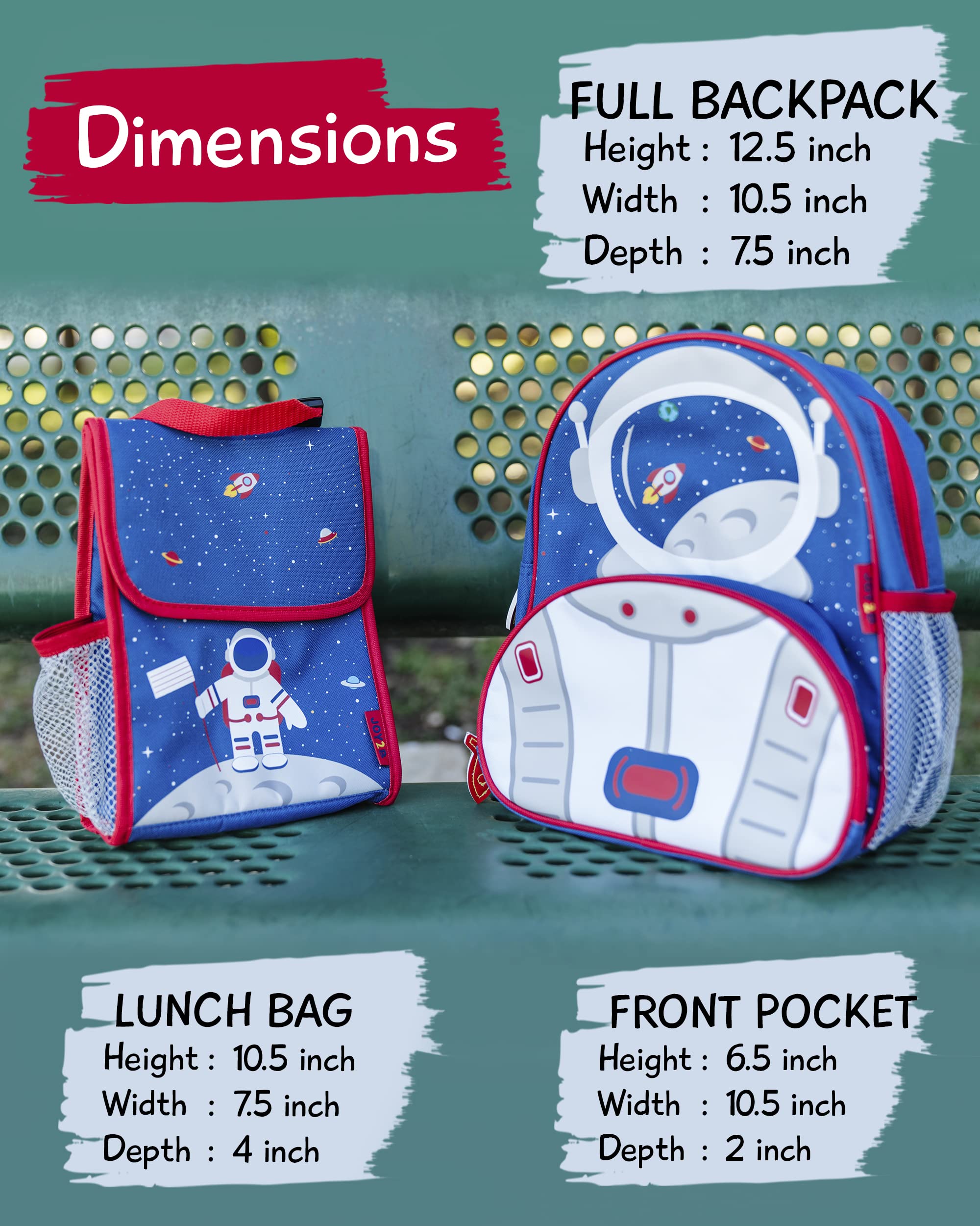 Toddler Backpack for Boys and Girls with Kids Lunch Bag - Space Astronaut Backpack and Lunch Bag Kids Backpack for School with Matching Lunch Box - Camp Travel Preschool Backpack - Awesome Astronaut