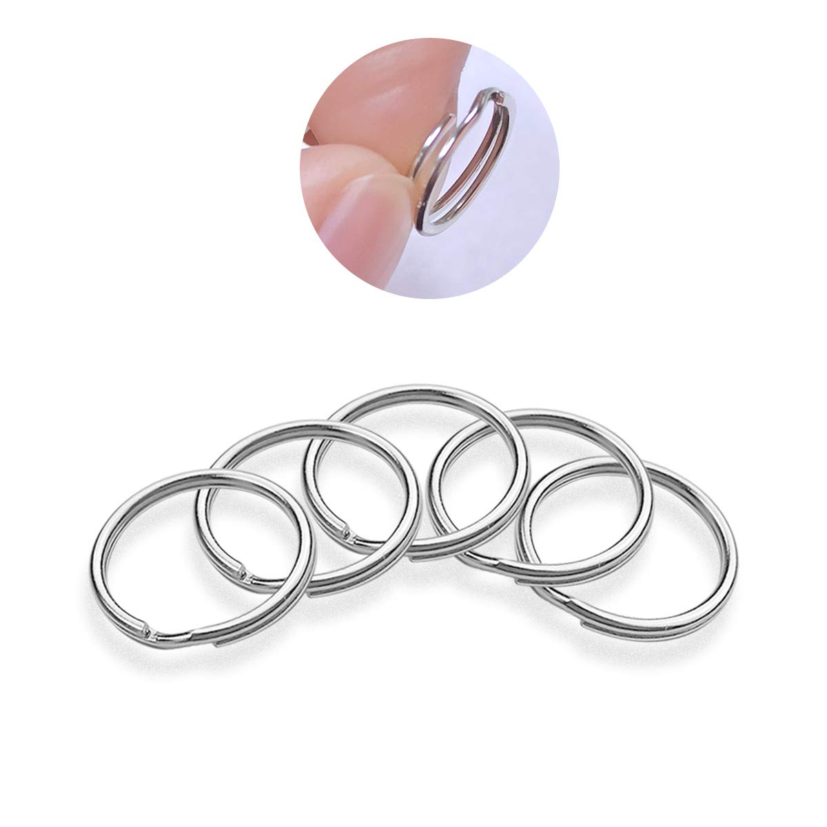 100 Pcs Split Ring, Small Key Rings Bulk Split Keychain Rings DIY Craft Metal Keychain Connector Accessories (12mm)