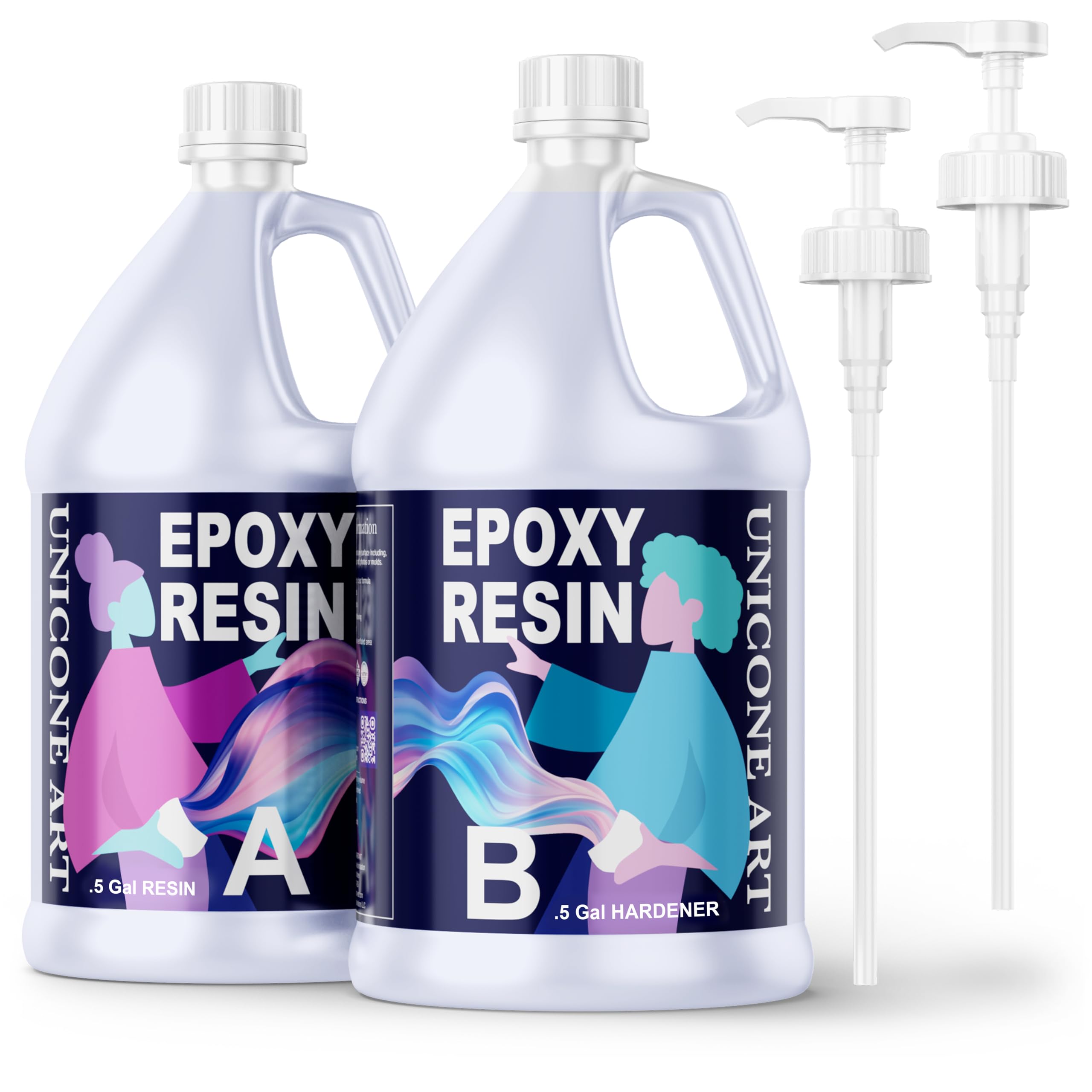 Crystal Clear Epoxy Resin Kit - 1 Gallon Craft Resin Epoxy Kit (.5gal Resin + .5gal Hardener) High Gloss UV Resistant Odor-Free Art Resin, BPA-Free and Non-Toxic Epoxy Resin Clear Formula 1gal