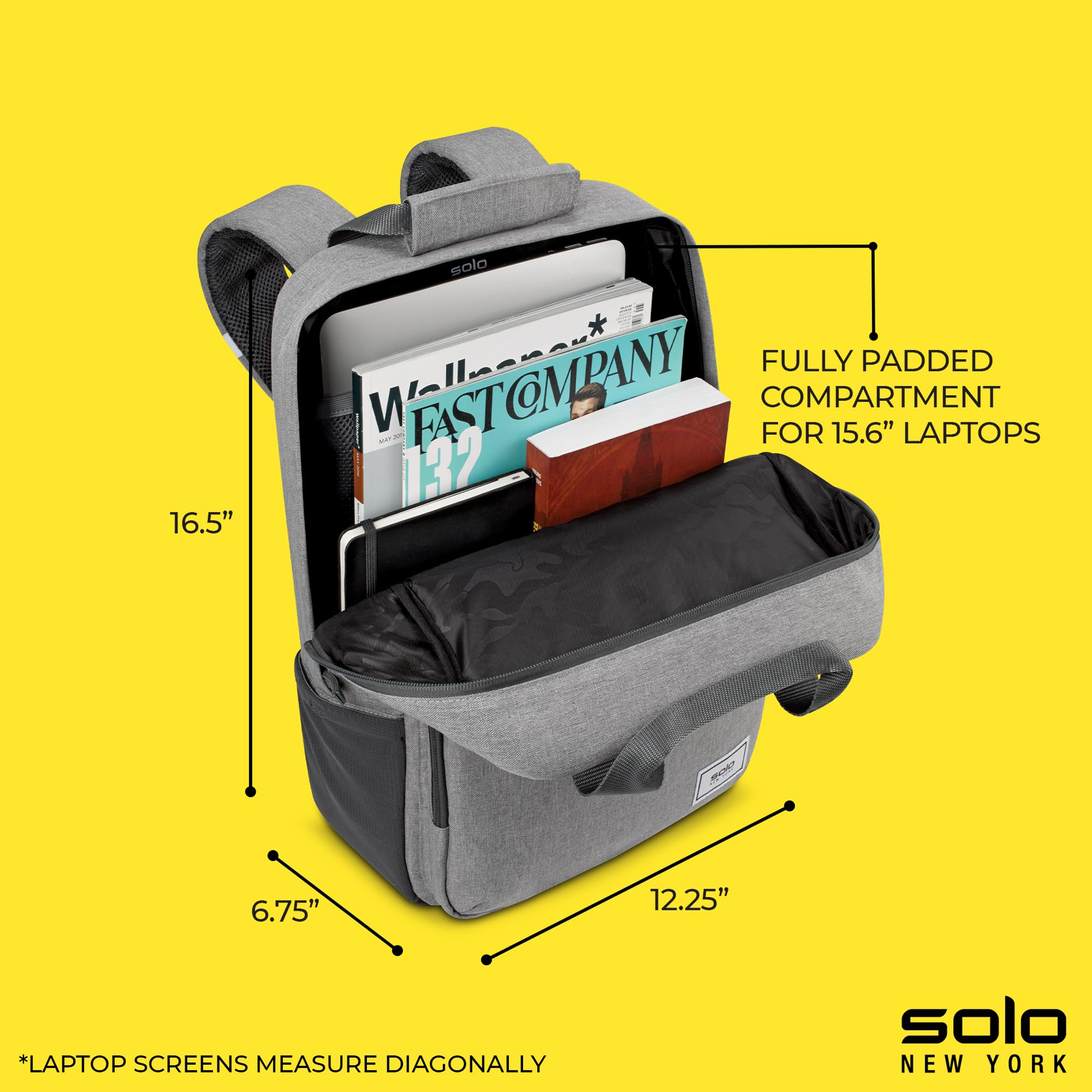 Solo Re:Claim 15.6 Inch Laptop Backpack, Grey, One Size
