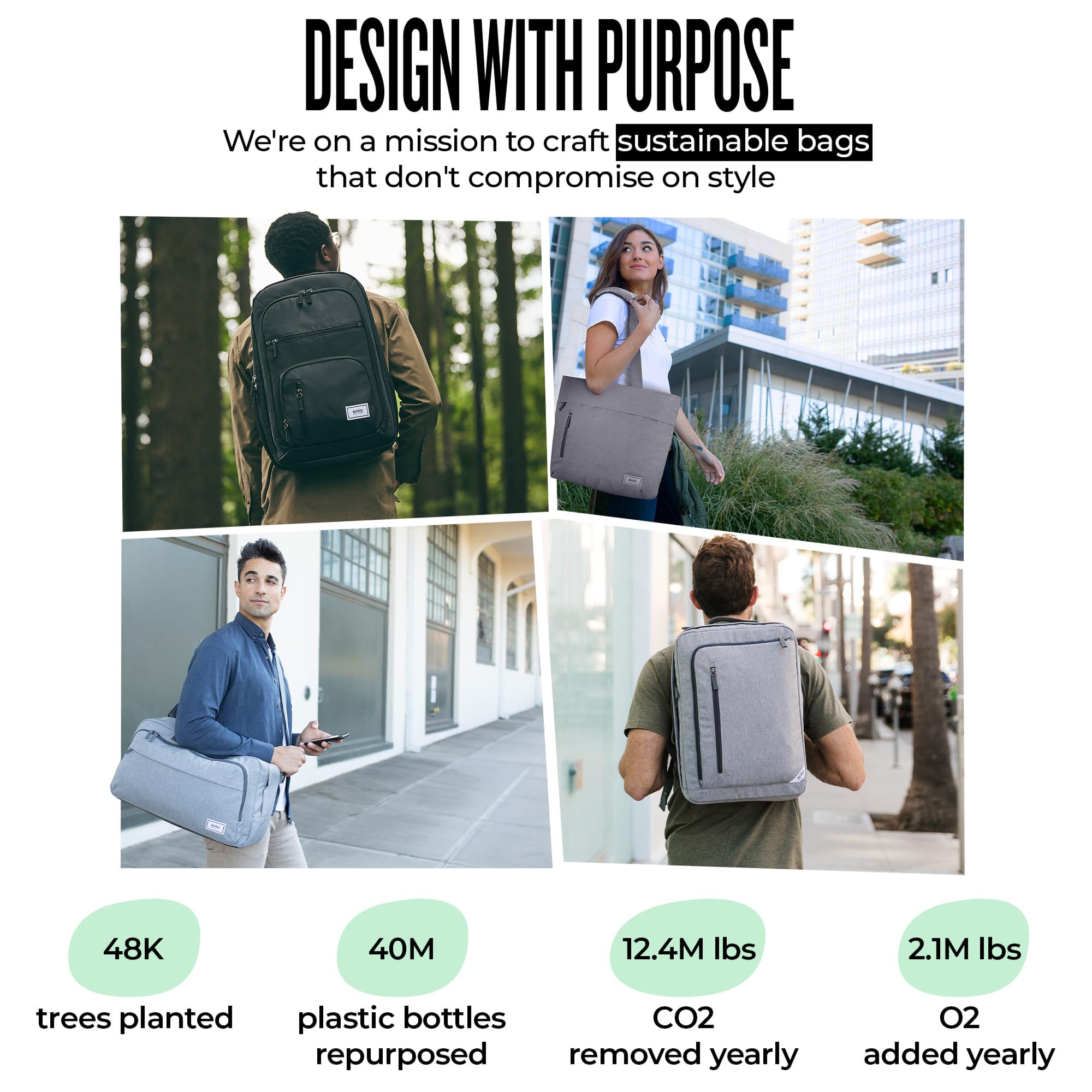 Solo Re:Claim 15.6 Inch Laptop Backpack, Grey, One Size